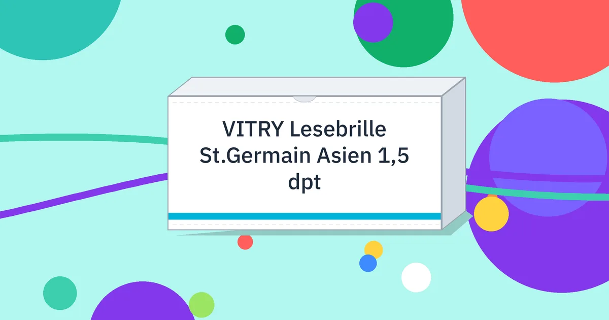 Symbolbild: Packung mit der Aufschrift VITRY Lesebrille St.Germain Asien 1,5 dpt (PZN 15623149) – Verfügbarkeit und Bezug in Apotheken in Frankfurt am Main