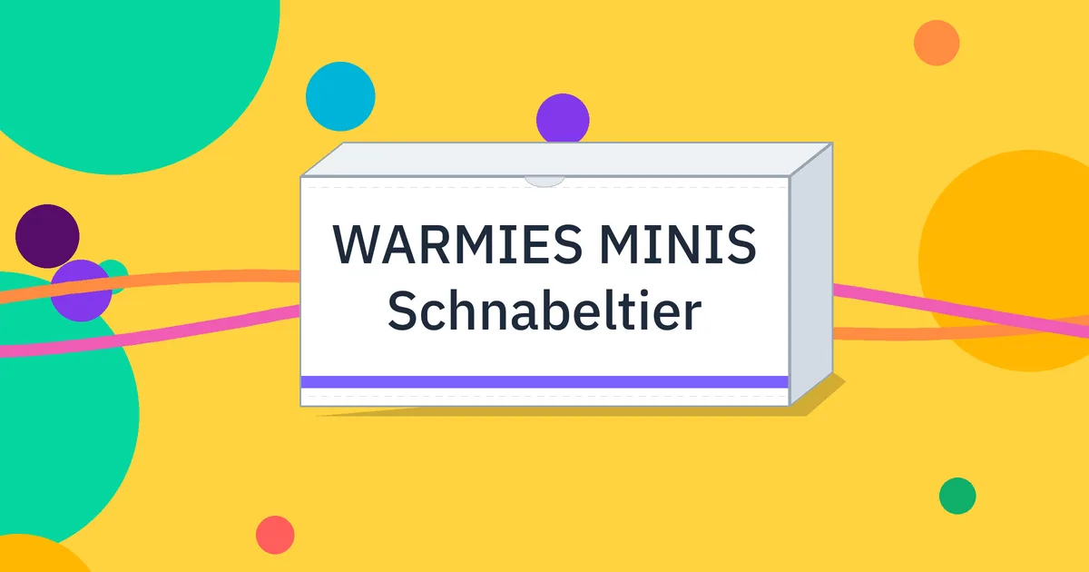 Symbolbild: Packung mit der Aufschrift WARMIES MINIS Schnabeltier (PZN 16536949) – Verfügbarkeit und Bezug in Apotheken in Frankfurt am Main