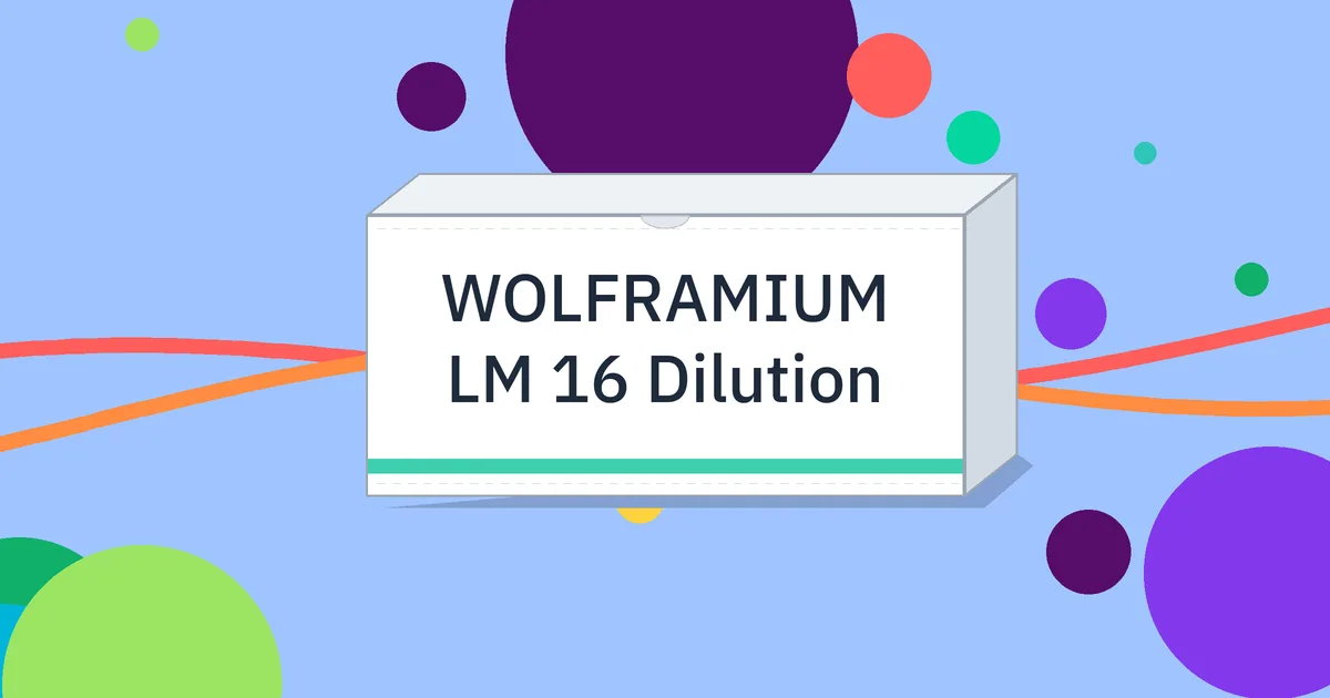 Symbolbild: Packung mit der Aufschrift WOLFRAMIUM LM 16 Dilution (PZN 13280739) – Verfügbarkeit und Bezug in Apotheken in Frankfurt am Main