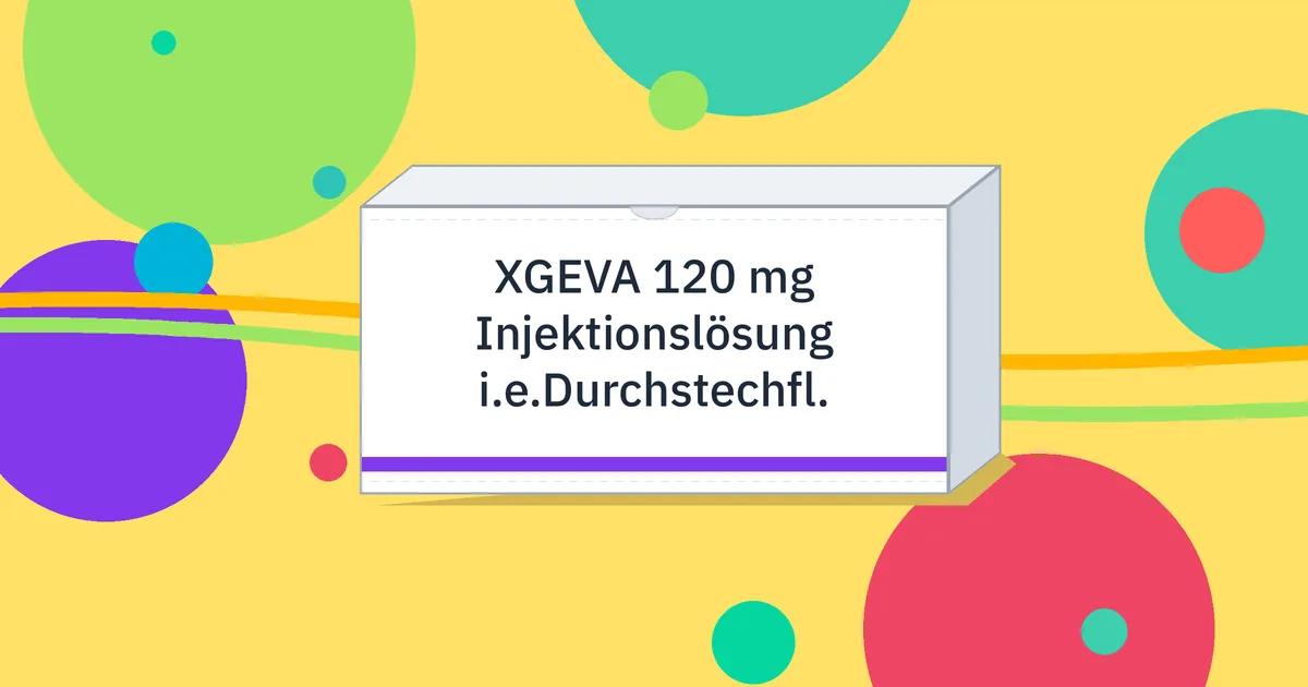 Symbolbild: Packung mit der Aufschrift XGEVA 120 mg Injektionslösung i.e.Durchstechfl. (PZN 13476448) – Verfügbarkeit und Bezug in Apotheken in Frankfurt am Main