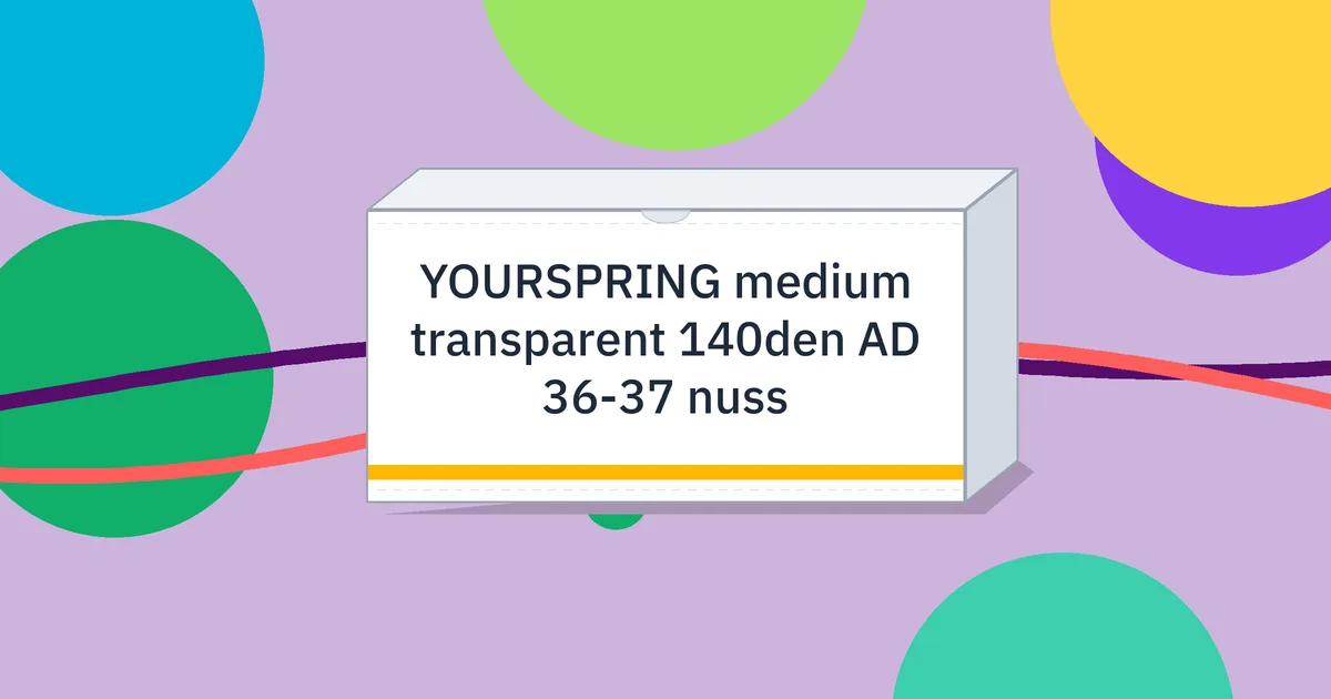 Symbolbild: Packung mit der Aufschrift YOURSPRING medium transparent 140den AD 36-37 nuss (PZN 18056892) – Verfügbarkeit und Bezug in Apotheken in Frankfurt am Main