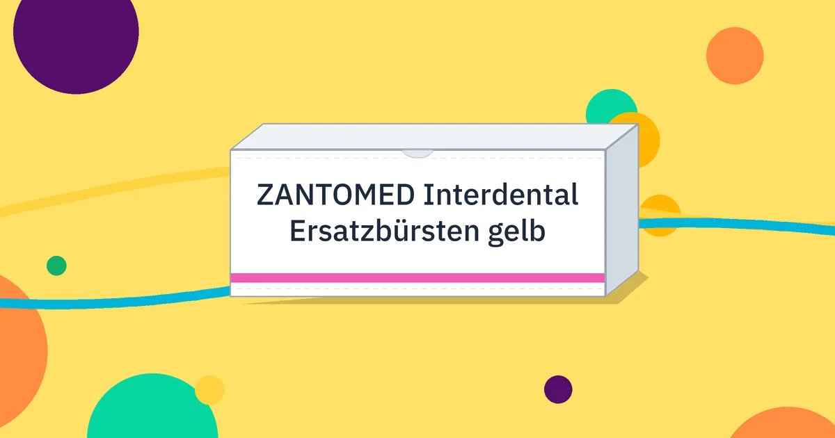 Symbolbild: Packung mit der Aufschrift ZANTOMED Interdental Ersatzbürsten gelb (PZN 02656845) – Verfügbarkeit und Bezug in Apotheken in Frankfurt am Main