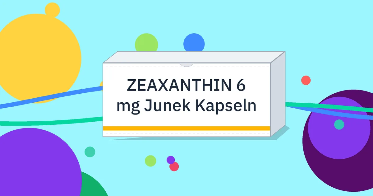 Symbolbild: Packung mit der Aufschrift ZEAXANTHIN 6 mg Junek Kapseln (PZN 03535954) – Verfügbarkeit und Bezug in Apotheken in Frankfurt am Main