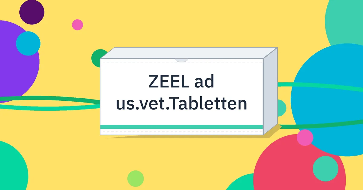 Symbolbild: Packung mit der Aufschrift ZEEL ad us.vet.Tabletten (PZN 04133318) – Verfügbarkeit und Bezug in Apotheken in Frankfurt am Main