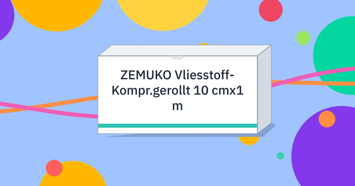 Symbolbild: Packung mit der Aufschrift ZEMUKO Vliesstoff-Kompr.gerollt 10 cmx1 m (PZN 01144066) – Verfügbarkeit und Bezug in Apotheken in Frankfurt am Main