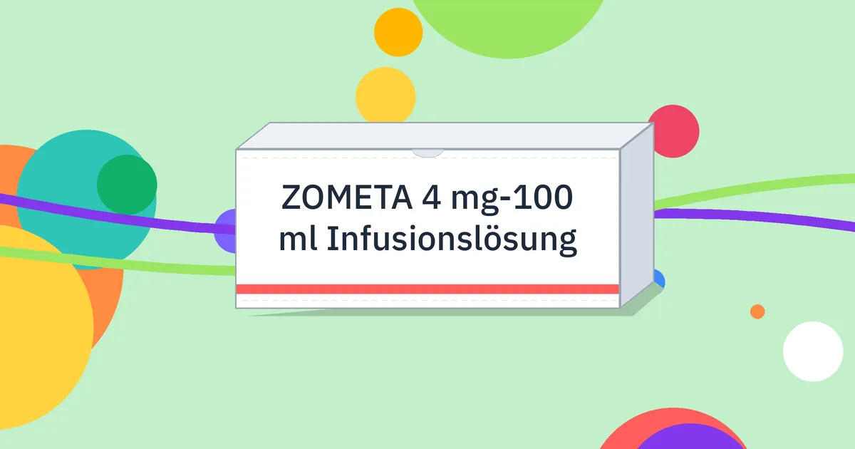 Symbolbild: Packung mit der Aufschrift ZOMETA 4 mg-100 ml Infusionslösung (PZN 11542891) – Verfügbarkeit und Bezug in Apotheken in Frankfurt am Main