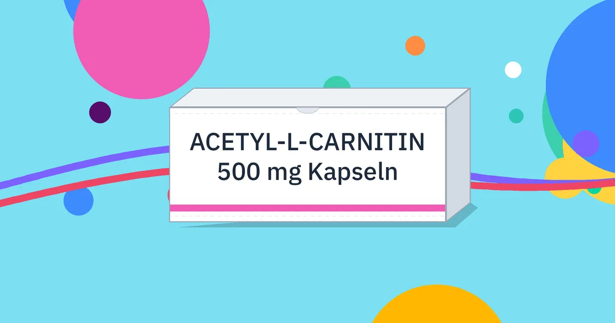 Symbolbild: Packung mit der Aufschrift ACETYL-L-CARNITIN 500 mg Kapseln (PZN 17964854) – Verfügbarkeit und Bezug in Apotheken in Frankfurt am Main