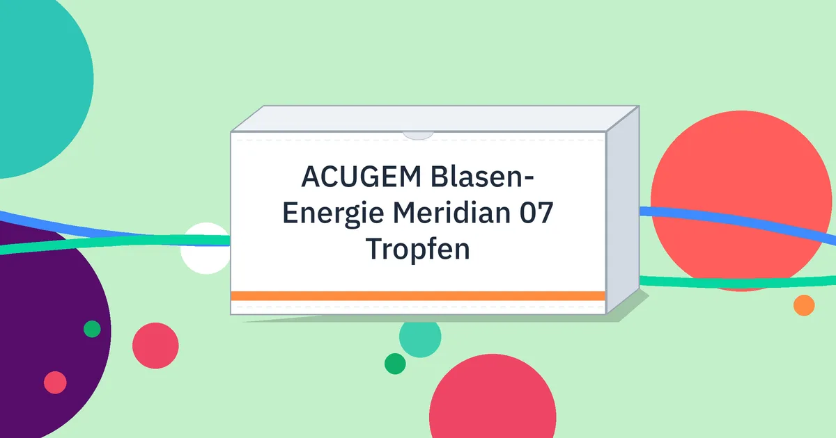 Symbolbild: Packung mit der Aufschrift ACUGEM Blasen-Energie Meridian 07 Tropfen (PZN 20296907) – Verfügbarkeit und Bezug in Apotheken in Frankfurt am Main