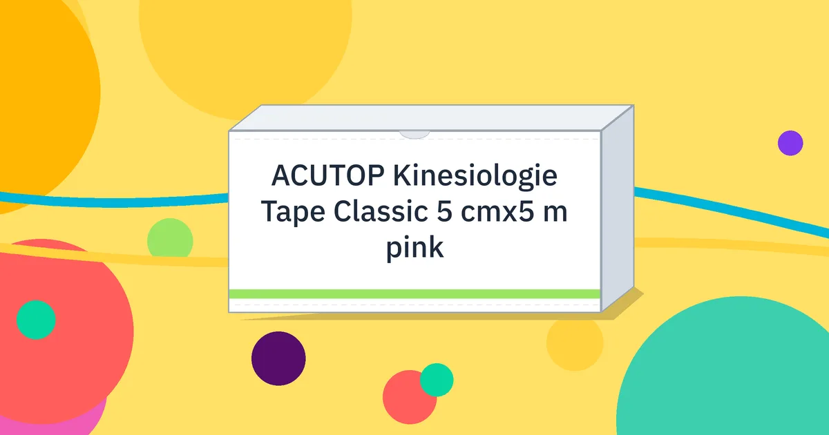 Symbolbild: Packung mit der Aufschrift ACUTOP Kinesiologie Tape Classic 5 cmx5 m pink (PZN 17821379) – Verfügbarkeit und Bezug in Apotheken in Frankfurt am Main