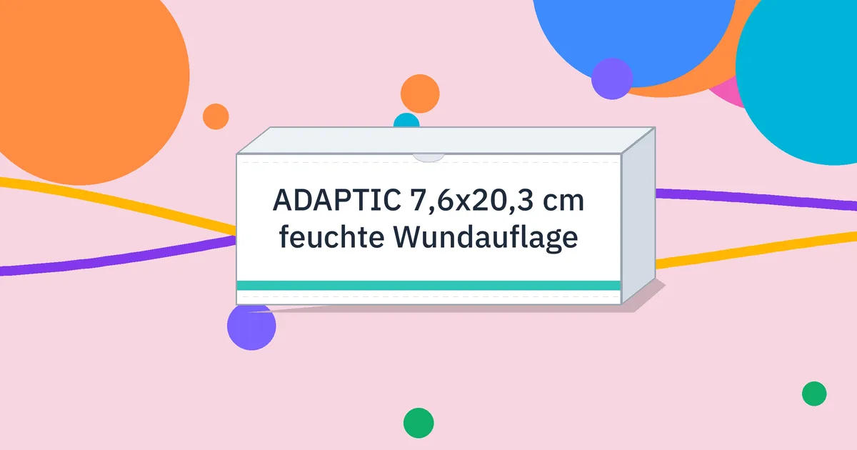 Symbolbild: Packung mit der Aufschrift ADAPTIC 7,6x20,3 cm feuchte Wundauflage (PZN 19697920) – Verfügbarkeit und Bezug in Apotheken in Frankfurt am Main