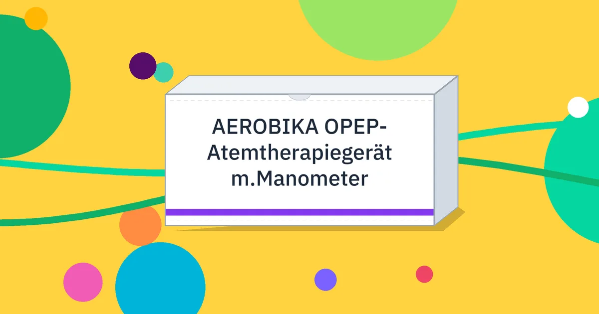 Symbolbild: Packung mit der Aufschrift AEROBIKA OPEP-Atemtherapiegerät m.Manometer (PZN 20586203) – Verfügbarkeit und Bezug in Apotheken in Frankfurt am Main