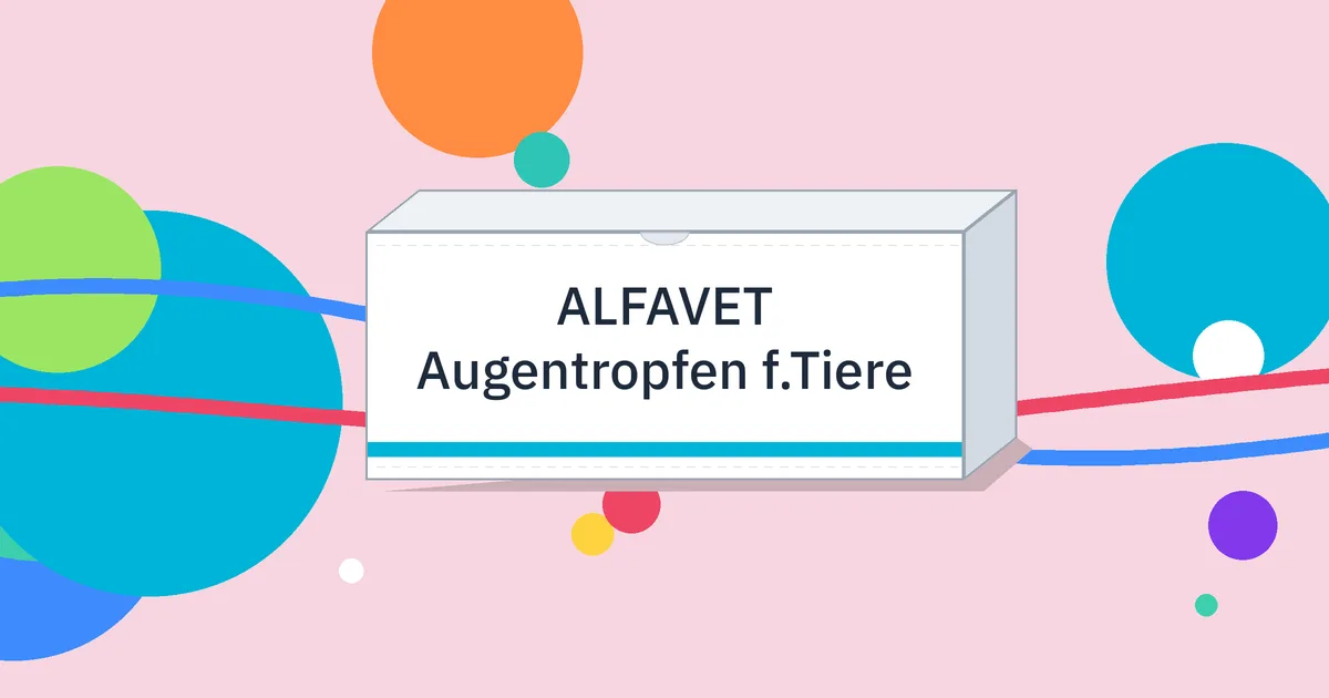 Symbolbild: Packung mit der Aufschrift ALFAVET Augentropfen f.Tiere (PZN 13501005) – Verfügbarkeit und Bezug in Apotheken in Frankfurt am Main