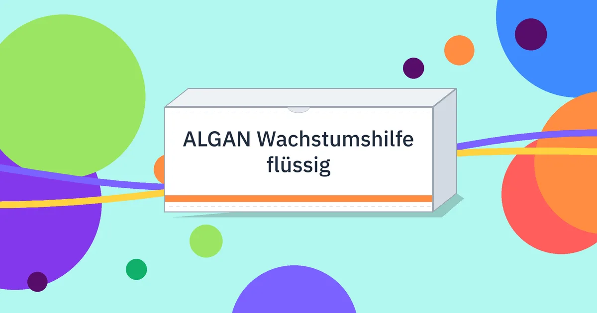Symbolbild: Packung mit der Aufschrift ALGAN Wachstumshilfe flüssig (PZN 02400063) – Verfügbarkeit und Bezug in Apotheken in Frankfurt am Main