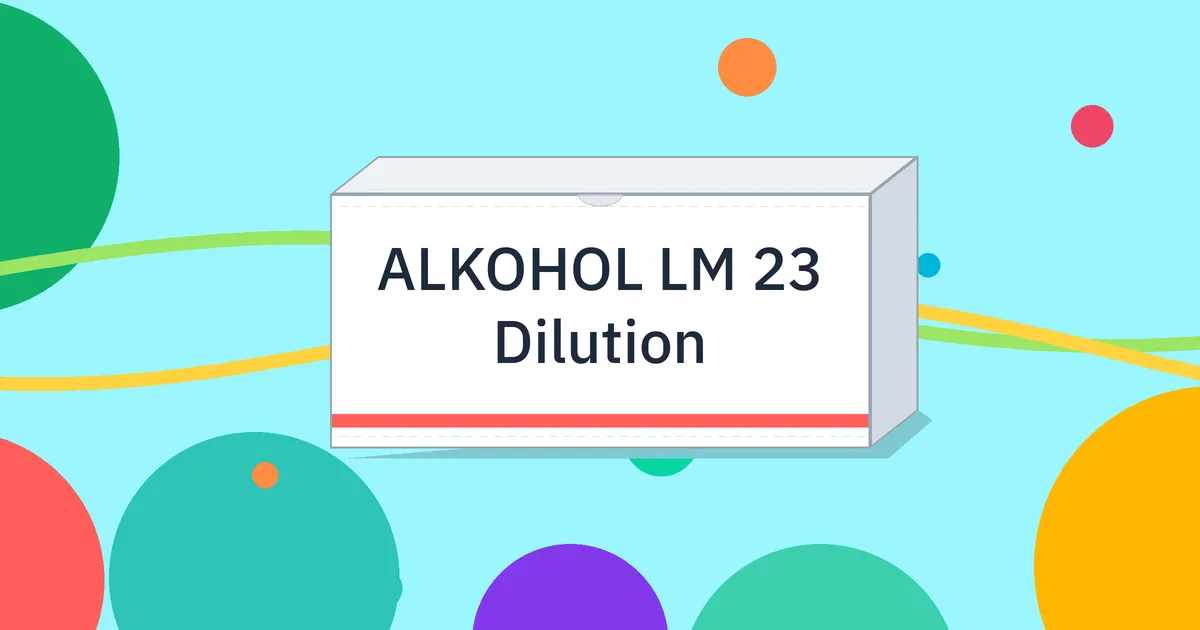 Symbolbild: Packung mit der Aufschrift ALKOHOL LM 23 Dilution (PZN 13311204) – Verfügbarkeit und Bezug in Apotheken in Frankfurt am Main