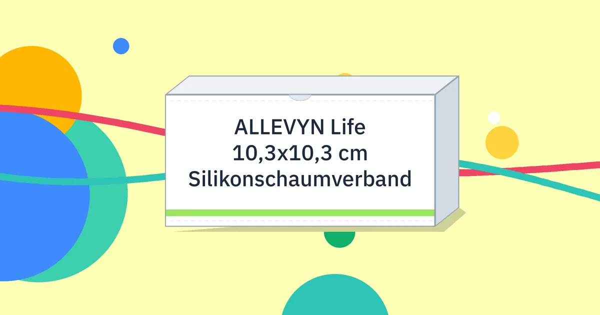 Symbolbild: Packung mit der Aufschrift ALLEVYN Life 10,3x10,3 cm Silikonschaumverband (PZN 18034459) – Verfügbarkeit und Bezug in Apotheken in Frankfurt am Main