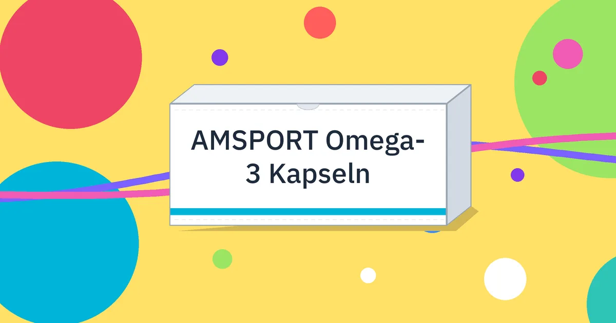 Symbolbild: Packung mit der Aufschrift AMSPORT Omega-3 Kapseln (PZN 18398457) – Verfügbarkeit und Bezug in Apotheken in Frankfurt am Main