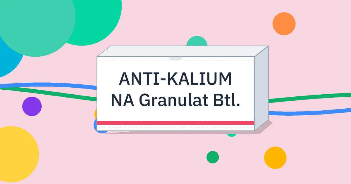 Symbolbild: Packung mit der Aufschrift ANTI-KALIUM NA Granulat Btl. (PZN 07019646) – Verfügbarkeit und Bezug in Apotheken in Frankfurt am Main