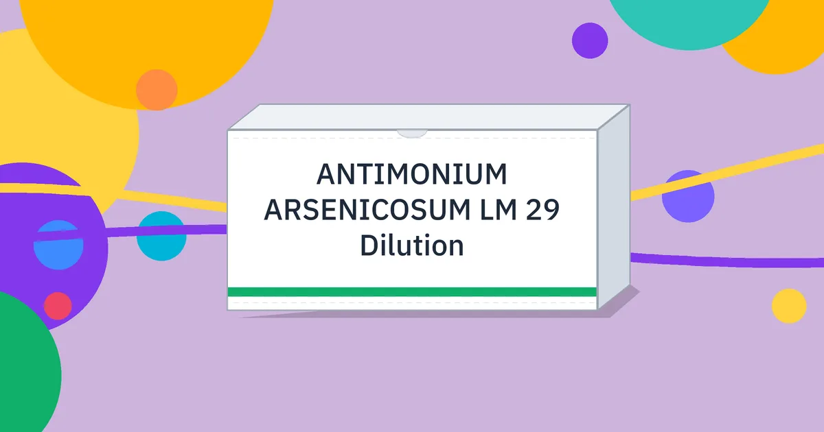 Symbolbild: Packung mit der Aufschrift ANTIMONIUM ARSENICOSUM LM 29 Dilution (PZN 13372364) – Verfügbarkeit und Bezug in Apotheken in Frankfurt am Main