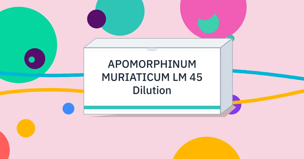 Symbolbild: Packung mit der Aufschrift APOMORPHINUM MURIATICUM LM 45 Dilution (PZN 13381618) – Verfügbarkeit und Bezug in Apotheken in Frankfurt am Main