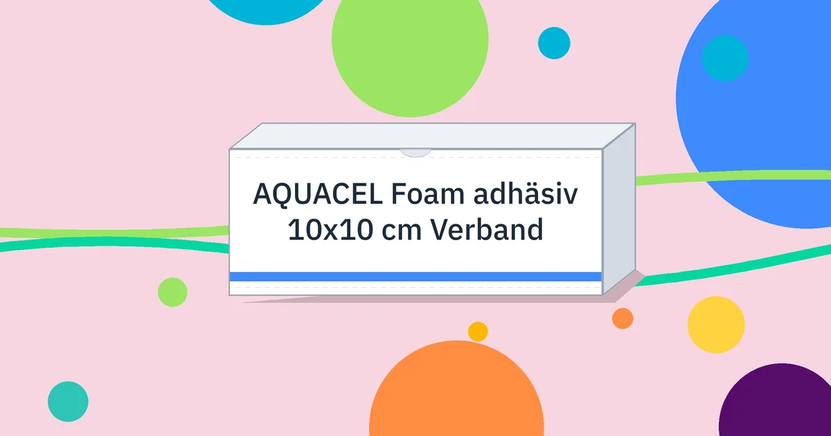 Symbolbild: Packung mit der Aufschrift AQUACEL Foam adhäsiv 10x10 cm Verband (PZN 18126285) – Verfügbarkeit und Bezug in Apotheken in Frankfurt am Main