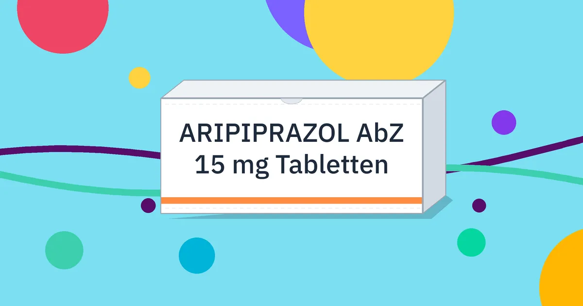 Symbolbild: Packung mit der Aufschrift ARIPIPRAZOL AbZ 15 mg Tabletten (PZN 13982134) – Verfügbarkeit und Bezug in Apotheken in Frankfurt am Main