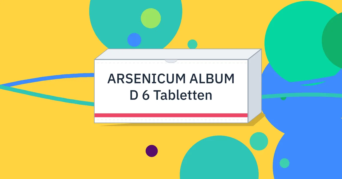 Symbolbild: Packung mit der Aufschrift ARSENICUM ALBUM D 6 Tabletten (PZN 01758644) – Verfügbarkeit und Bezug in Apotheken in Frankfurt am Main