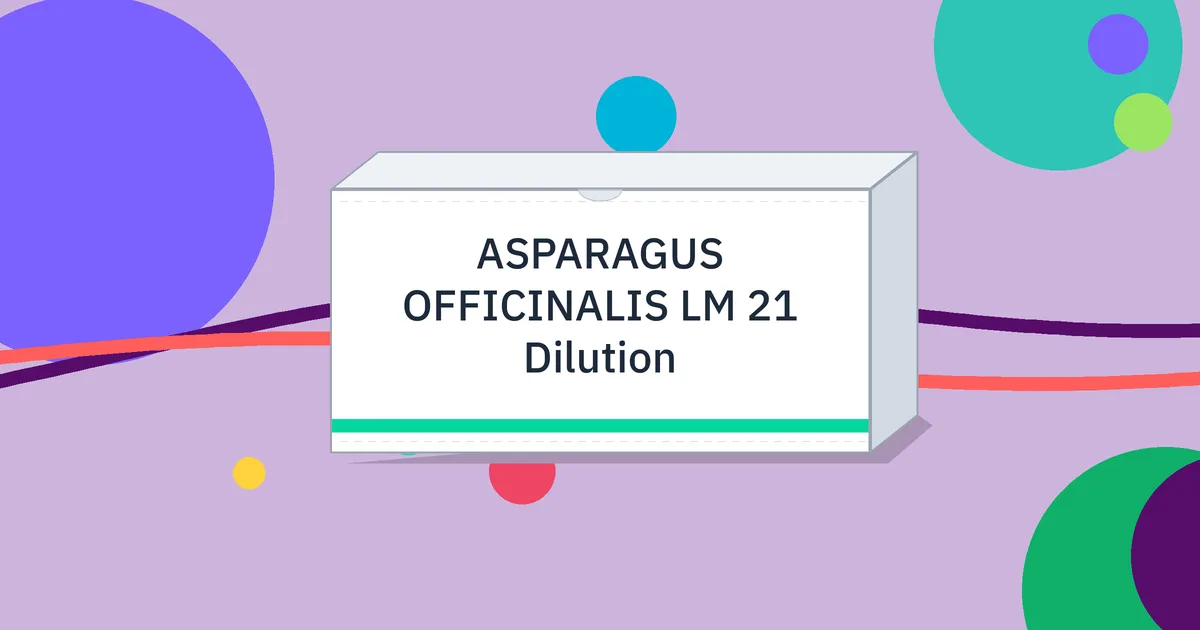 Symbolbild: Packung mit der Aufschrift ASPARAGUS OFFICINALIS LM 21 Dilution (PZN 13403024) – Verfügbarkeit und Bezug in Apotheken in Frankfurt am Main