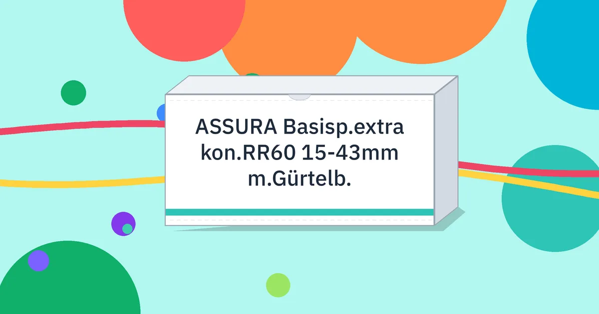 Symbolbild: Packung mit der Aufschrift ASSURA Basisp.extra kon.RR60 15-43mm m.Gürtelb. (PZN 02164875) – Verfügbarkeit und Bezug in Apotheken in Frankfurt am Main