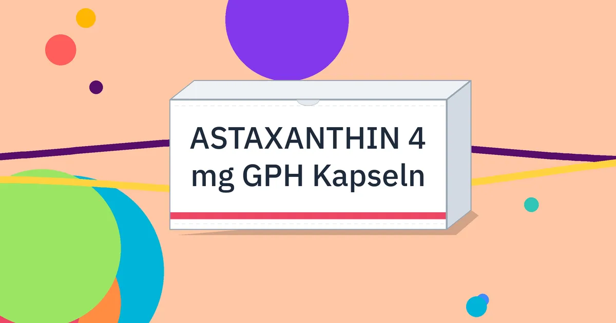 Symbolbild: Packung mit der Aufschrift ASTAXANTHIN 4 mg GPH Kapseln (PZN 04699422) – Verfügbarkeit und Bezug in Apotheken in Frankfurt am Main