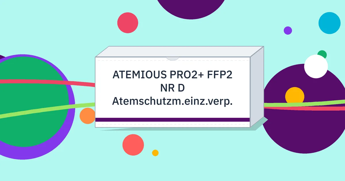 Symbolbild: Packung mit der Aufschrift ATEMIOUS PRO2+ FFP2 NR D Atemschutzm.einz.verp. (PZN 20648849) – Verfügbarkeit und Bezug in Apotheken in Frankfurt am Main