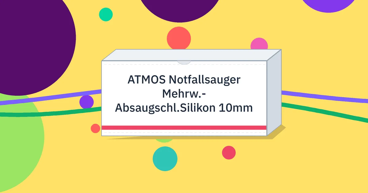 Symbolbild: Packung mit der Aufschrift ATMOS Notfallsauger Mehrw.-Absaugschl.Silikon 10mm (PZN 11549462) – Verfügbarkeit und Bezug in Apotheken in Frankfurt am Main