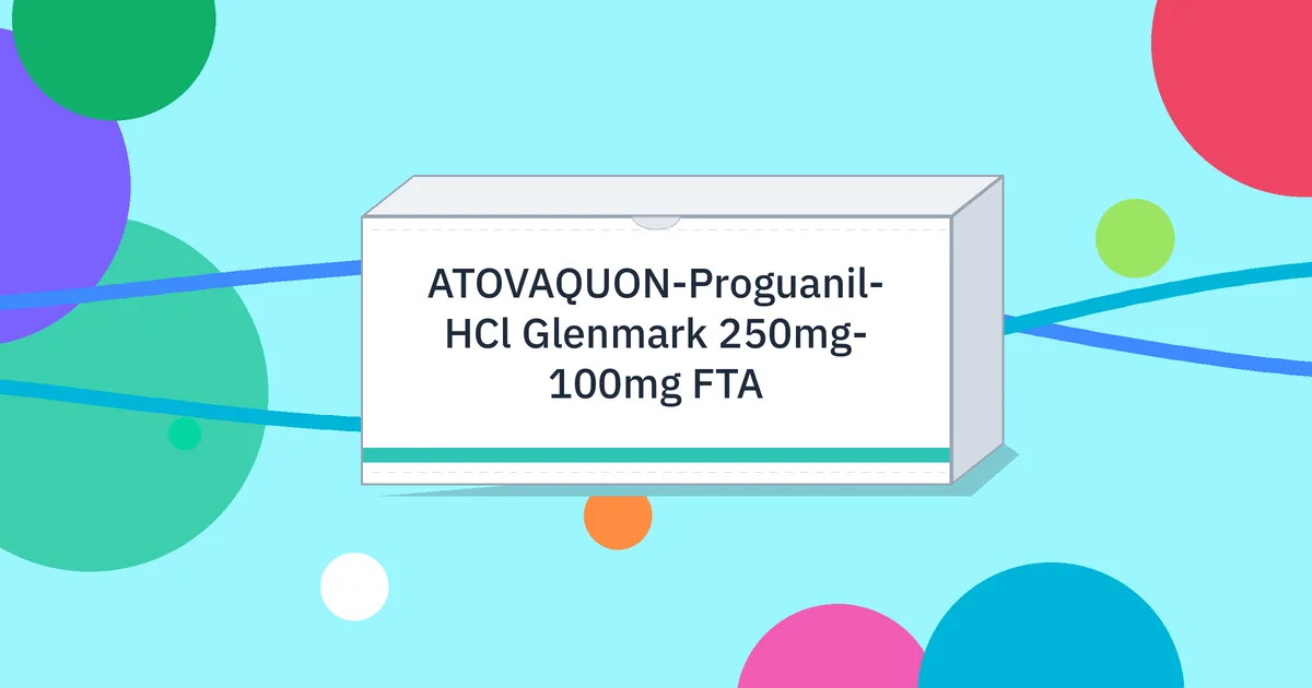 Symbolbild: Packung mit der Aufschrift ATOVAQUON-Proguanil-HCl Glenmark 250mg-100mg FTA (PZN 10014090) – Verfügbarkeit und Bezug in Apotheken in Frankfurt am Main