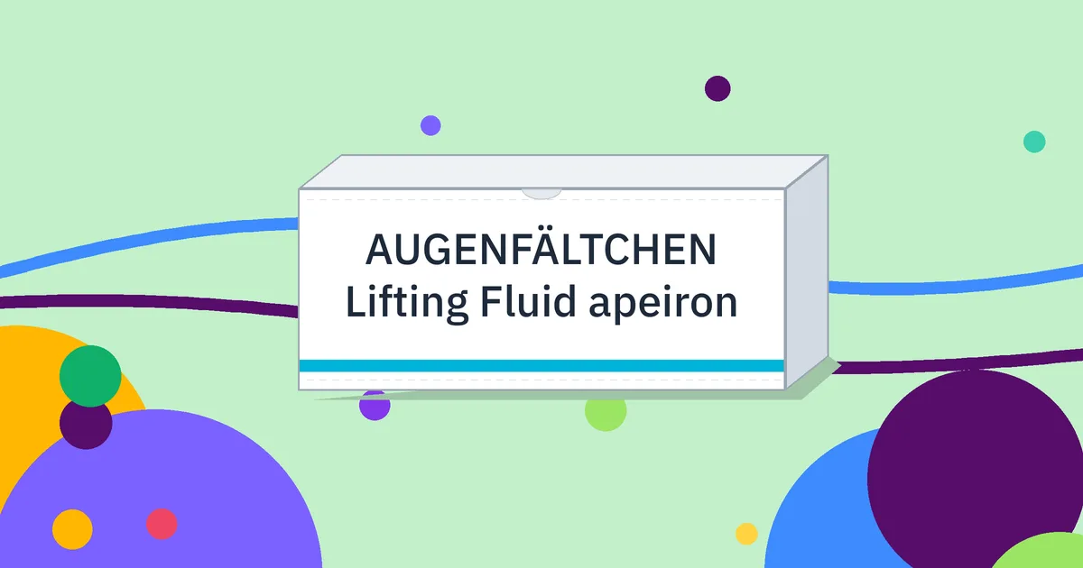 Symbolbild: Packung mit der Aufschrift AUGENFÄLTCHEN Lifting Fluid apeiron (PZN 06562360) – Verfügbarkeit und Bezug in Apotheken in Frankfurt am Main