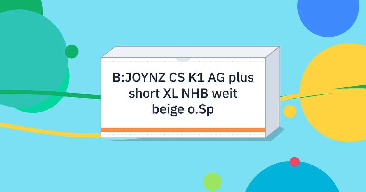Symbolbild: Packung mit der Aufschrift B:JOYNZ CS K1 AG plus short XL NHB weit beige o.Sp (PZN 20536079) – Verfügbarkeit und Bezug in Apotheken in Frankfurt am Main