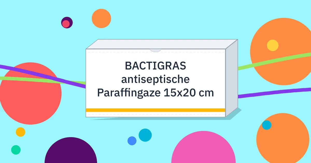 Symbolbild: Packung mit der Aufschrift BACTIGRAS antiseptische Paraffingaze 15x20 cm (PZN 01620331) – Verfügbarkeit und Bezug in Apotheken in Frankfurt am Main