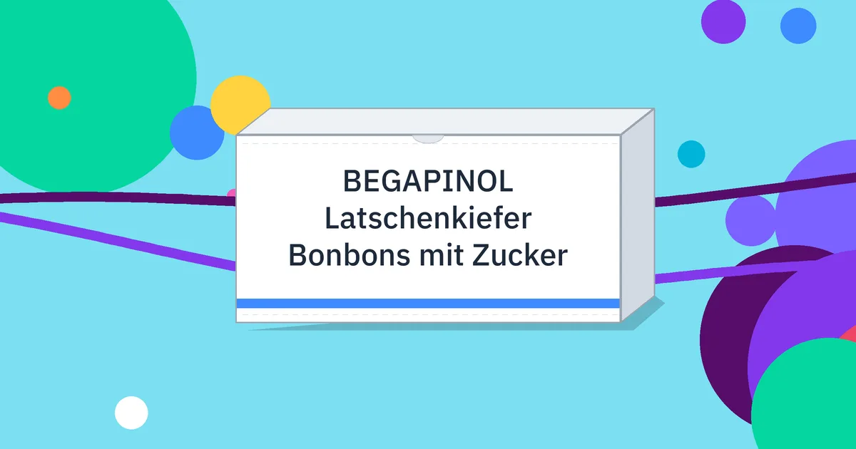 Symbolbild: Packung mit der Aufschrift BEGAPINOL Latschenkiefer Bonbons mit Zucker (PZN 03644548) – Verfügbarkeit und Bezug in Apotheken in Frankfurt am Main