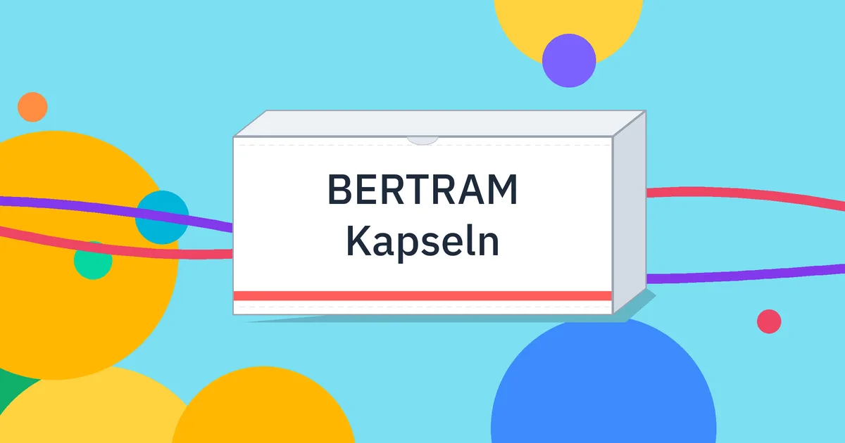 Symbolbild: Packung mit der Aufschrift BERTRAM Kapseln (PZN 16325000) – Verfügbarkeit und Bezug in Apotheken in Frankfurt am Main