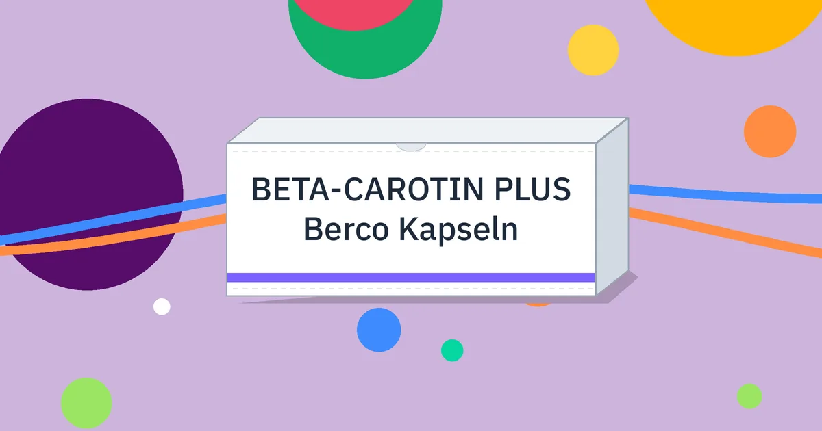 Symbolbild: Packung mit der Aufschrift BETA-CAROTIN PLUS Berco Kapseln (PZN 20008423) – Verfügbarkeit und Bezug in Apotheken in Frankfurt am Main