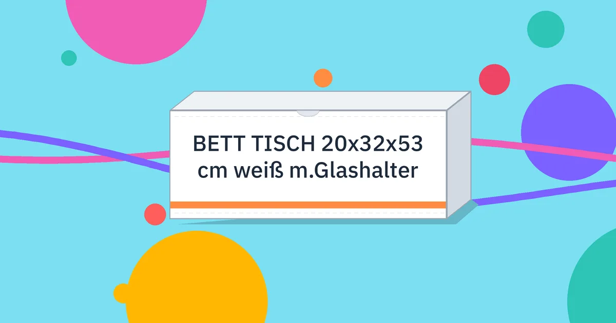 Symbolbild: Packung mit der Aufschrift BETT TISCH 20x32x53 cm weiß m.Glashalter (PZN 04433003) – Verfügbarkeit und Bezug in Apotheken in Frankfurt am Main