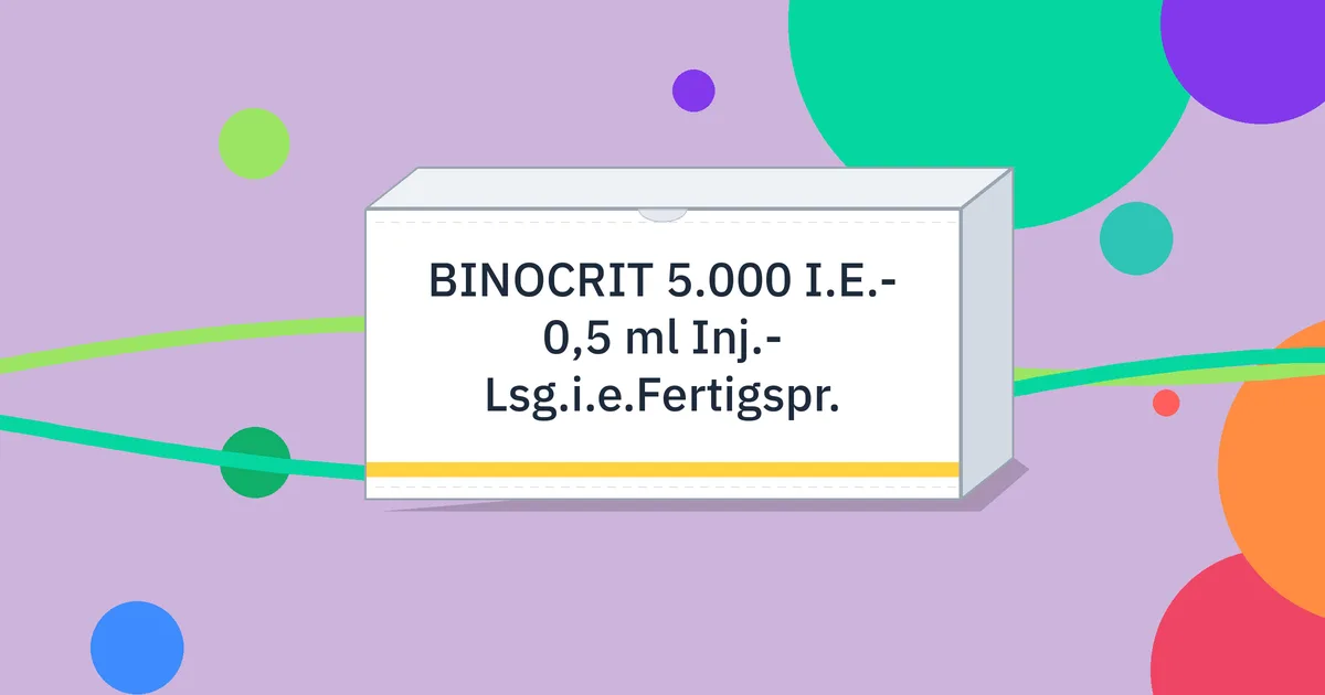Symbolbild: Packung mit der Aufschrift BINOCRIT 5.000 I.E.-0,5 ml Inj.-Lsg.i.e.Fertigspr. (PZN 14129105) – Verfügbarkeit und Bezug in Apotheken in Frankfurt am Main