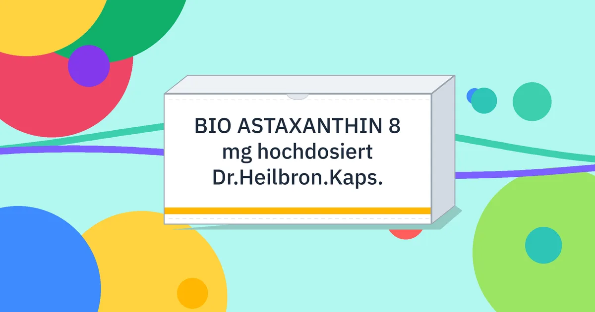 Symbolbild: Packung mit der Aufschrift BIO ASTAXANTHIN 8 mg hochdosiert Dr.Heilbron.Kaps. (PZN 17989110) – Verfügbarkeit und Bezug in Apotheken in Frankfurt am Main