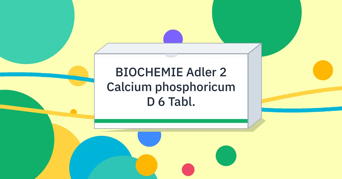 Symbolbild: Packung mit der Aufschrift BIOCHEMIE Adler 2 Calcium phosphoricum D 6 Tabl. (PZN 02726758) – Verfügbarkeit und Bezug in Apotheken in Frankfurt am Main