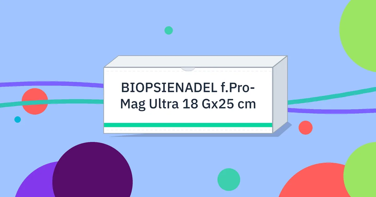 Symbolbild: Packung mit der Aufschrift BIOPSIENADEL f.Pro-Mag Ultra 18 Gx25 cm (PZN 07566839) – Verfügbarkeit und Bezug in Apotheken in Frankfurt am Main