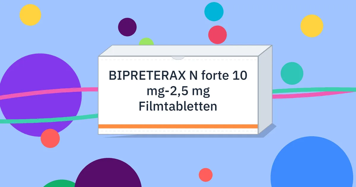 Symbolbild: Packung mit der Aufschrift BIPRETERAX N forte 10 mg-2,5 mg Filmtabletten (PZN 18325323) – Verfügbarkeit und Bezug in Apotheken in Frankfurt am Main