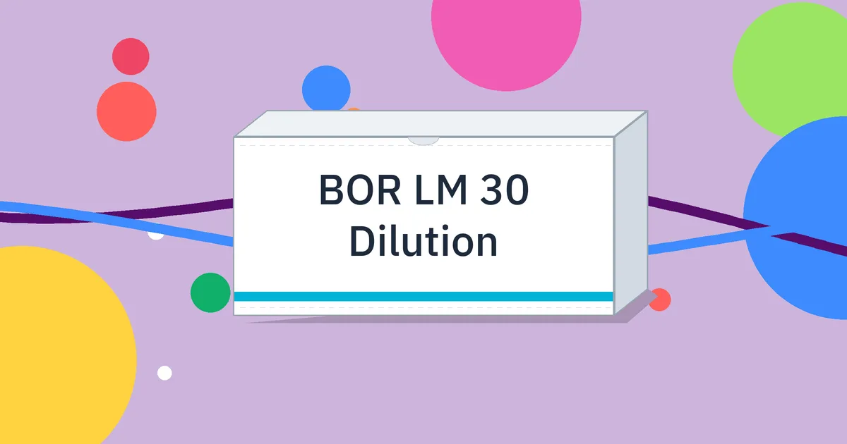 Symbolbild: Packung mit der Aufschrift BOR LM 30 Dilution (PZN 12795890) – Verfügbarkeit und Bezug in Apotheken in Frankfurt am Main