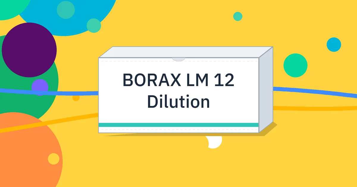 Symbolbild: Packung mit der Aufschrift BORAX LM 12 Dilution (PZN 12796116) – Verfügbarkeit und Bezug in Apotheken in Frankfurt am Main