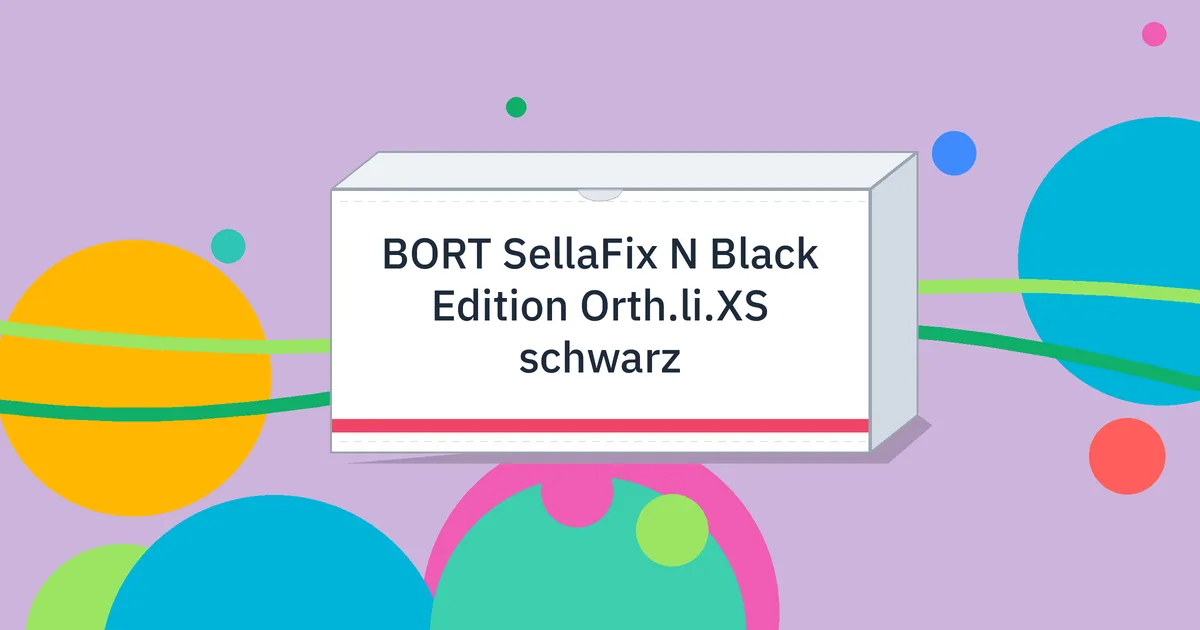 Symbolbild: Packung mit der Aufschrift BORT SellaFix N Black Edition Orth.li.XS schwarz (PZN 07669901) – Verfügbarkeit und Bezug in Apotheken in Frankfurt am Main
