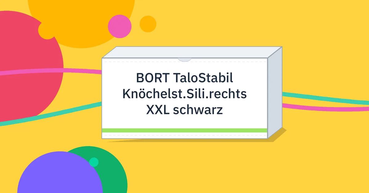 Symbolbild: Packung mit der Aufschrift BORT TaloStabil Knöchelst.Sili.rechts XXL schwarz (PZN 17842766) – Verfügbarkeit und Bezug in Apotheken in Frankfurt am Main