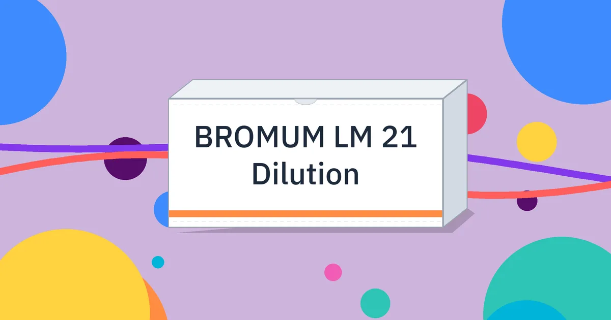 Symbolbild: Packung mit der Aufschrift BROMUM LM 21 Dilution (PZN 12796642) – Verfügbarkeit und Bezug in Apotheken in Frankfurt am Main