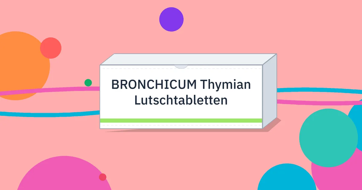Symbolbild: Packung mit der Aufschrift BRONCHICUM Thymian Lutschtabletten (PZN 09287865) – Verfügbarkeit und Bezug in Apotheken in Frankfurt am Main